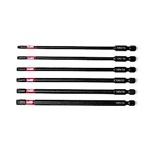Protorq Long Impact Bit Set, T15-T40 TORX, 6-Inch Length, 6-Piece,Industrial Strength, 1/4" Hex Shank