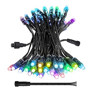 ALITOVE WS2811 12V LED Pixels 12mm 8 inch Spacing 50 LEDs Addressable RGB LED Bullet String Lights Diffused Digital Dream Color Programmable Module Lights Waterproof IP68 with 3pin ALT-Connector