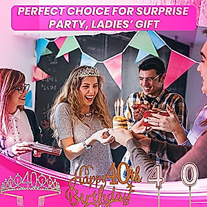 50th Birthday Decorations Women – 50th Birthday Gifts for Women – Rose Gold Happy Birthday Decorations for Girls – Includes Birthday Crown, Birthday Sash, Cake Topper – Beautiful Elegant Design (50th)