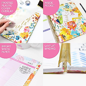 bloom daily planners New Undated Academic Year Teacher Planner & Calendar with Frosted Protective Cover - 7 Period Lesson Plan Organizer Book (9" x 11") - Teacher with a Plan