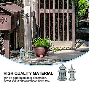 3Pcs Miniature Pagoda Lantern Japanese Stone Lantern for pPatio Decorations Outdoor Fairies Figurines for Miniature Fairy Garden Accessories, Light Grey, 5.5x2.8cm (273YTQK1455UWHQ136)
