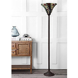 JONATHAN Y JYL8001A Williams Tiffany-Style 71" Torchiere LED Floor Lamp, Tiffany, Traditional, Art Nouveau Style, Office, Living Room, Family Room, Dining Room, Bedroom, Hallway, Foyer, Bronze