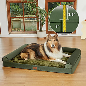 Orthopedic Dog Bed for Large Dogs, Waterproof Dog Sofa Bolster Bed Plush Comfy Pet Couch Bed with Egg Crate Foam and Removable Cover, Washable Dog Bed