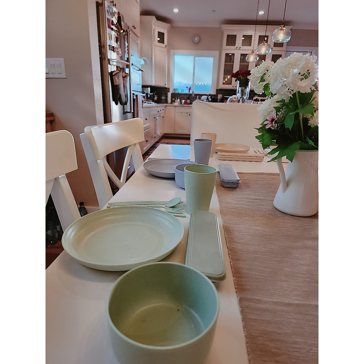 28-Piece Wheat Straw Dinnerware Set - Lightweight, Microwave & Dishwasher Safe - Perfect for Camping, Picnics & Everyday Use