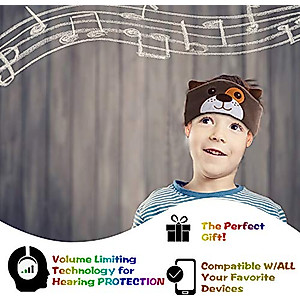 Contixo H1 Kids Headphones, 85dB Volume Limiting with Adjustable Speakers Soft Children Fleece Headband Toddler Headphones for Home and Travel - Animal Character Design, (Dog)