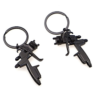 beyondcity 2 PCS SPRAY PAINT Gun Black Metal KEY CHAIN Ring Keychain NEW