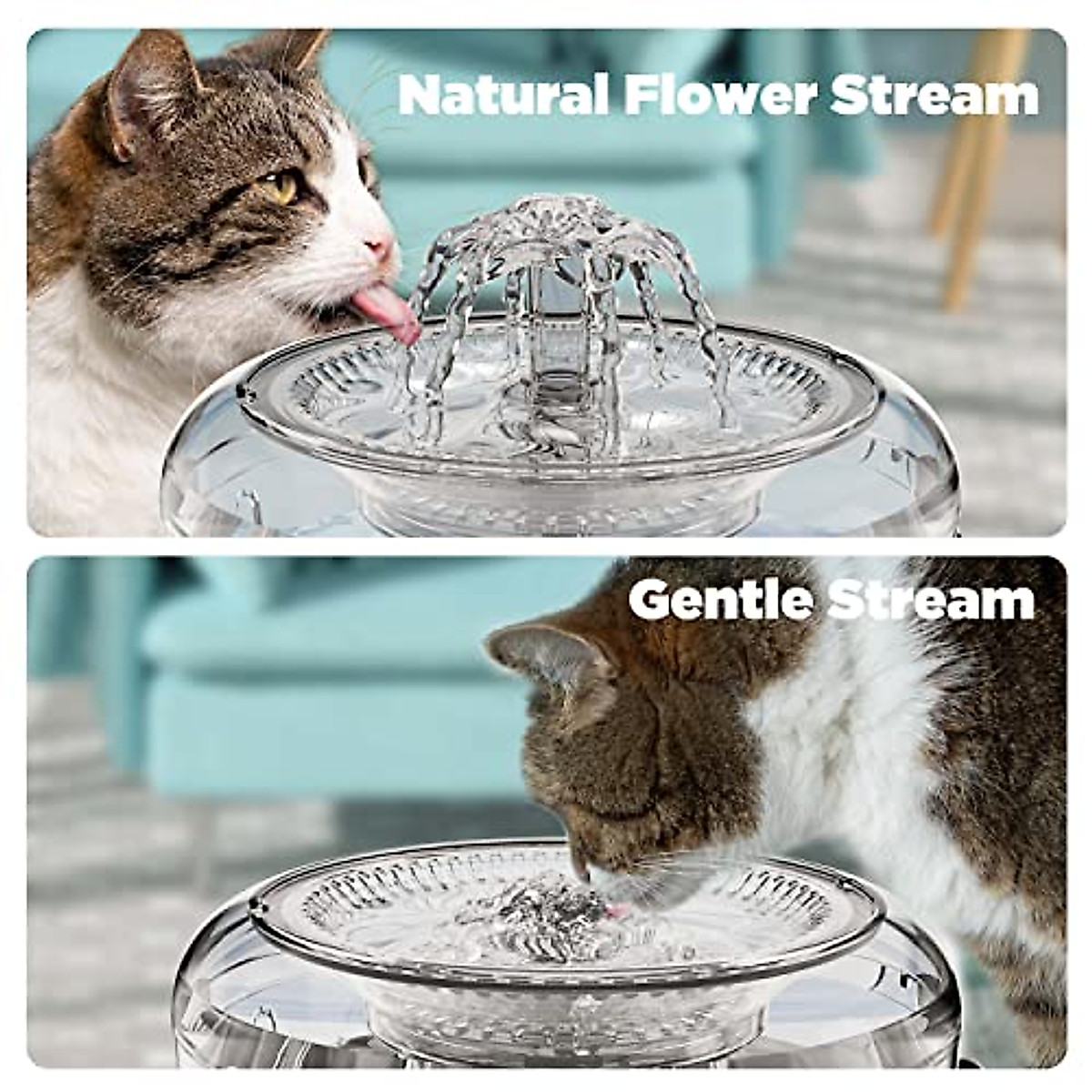 Ciays Cat Water Fountain, 81oz/2.3L Automatic Pet Water Fountain Dog Water Dispenser with LED Light for Cats, Dogs, Multiple Pets, 3 Replacement Filters Included, White (CIPS19T)