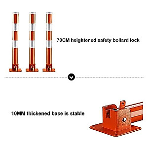 BYZOMU Safety Bollard Post, Driveway Garage Security Post Barrier, Folding Car Car Parking Space Lock Bollard, with 4 Free Anchor Bolts for Traffic-Sensitive Area