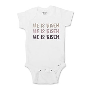 He is Risen, My First Easter Baby Girl, Cross Onesies Girls, Christian Easter Shirts For Kids, Easter Basket Filler Outfit, 0-3 3-6 12 18 Month Short Or Long Sleeve 715 (Short Sleeve, 0-3 Month)