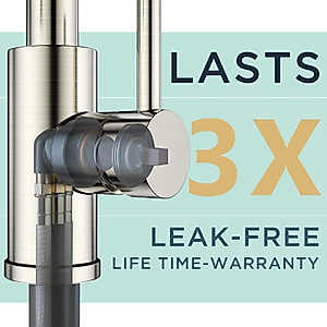 FORIOUS Kitchen Faucet with Pull Down Sprayer, Brushed Nickel Stainless Steel Kitchen Faucet, Utility Single Handle Spring Sink Faucets 1 or 3 Hole, Kitchen Faucets for Farmhouse Camper Laundry Rv Bar