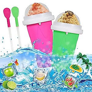 CHAOMIC 2PCS Slushie Cup, Magic Slushy Maker Squeeze Cup Smoothie Cups With Lids And Straws For Kids & Adults