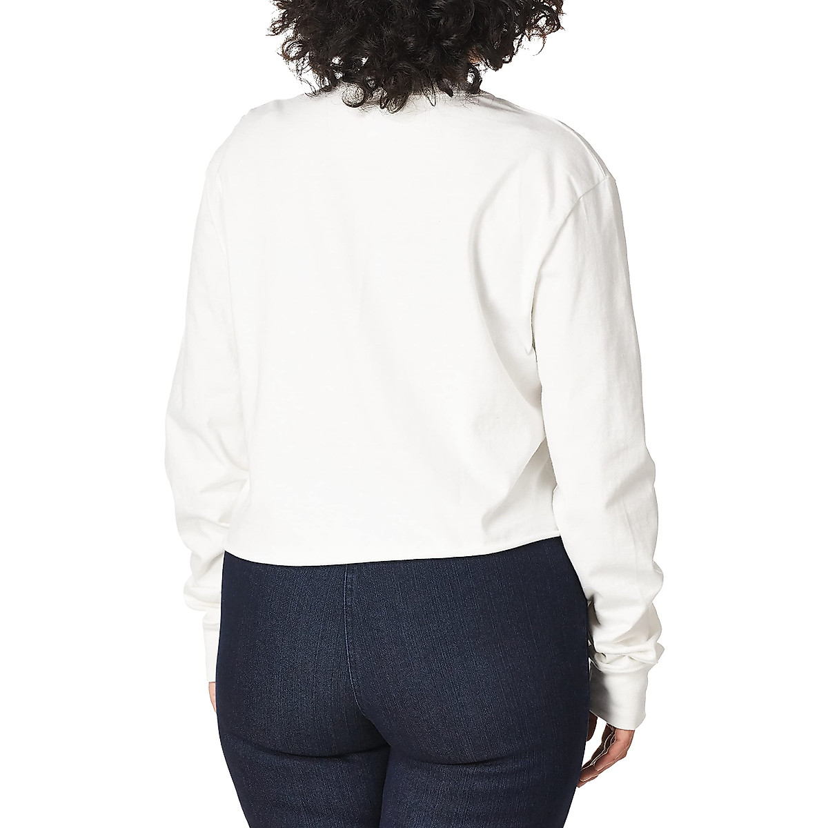 Champion Women's Boyfriend Long Sleeve Cropped Tee, GFS SILVER GREY, SMALL