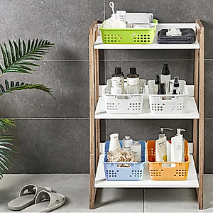 NDSWKR 12 Pack Small Plastic Storage Baskets, 8.5 x 5.5 x 3 Inch Colorful Classroom Organizer Basket for Kitchen Office Shelves Bathroom Cabinet