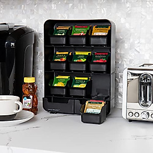 Mind Reader 9 Removable Drawers Tea Bag holder and Condiment Organizer, Black