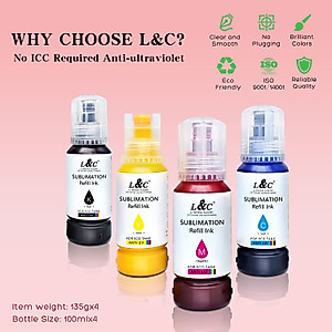 L&C Sublimation Ink for epson Ecotank 2840 2400 2800 2803 2850 ET 5800 ST 2000 ST 3000 ST 4000 STC2100 ecotank Printers