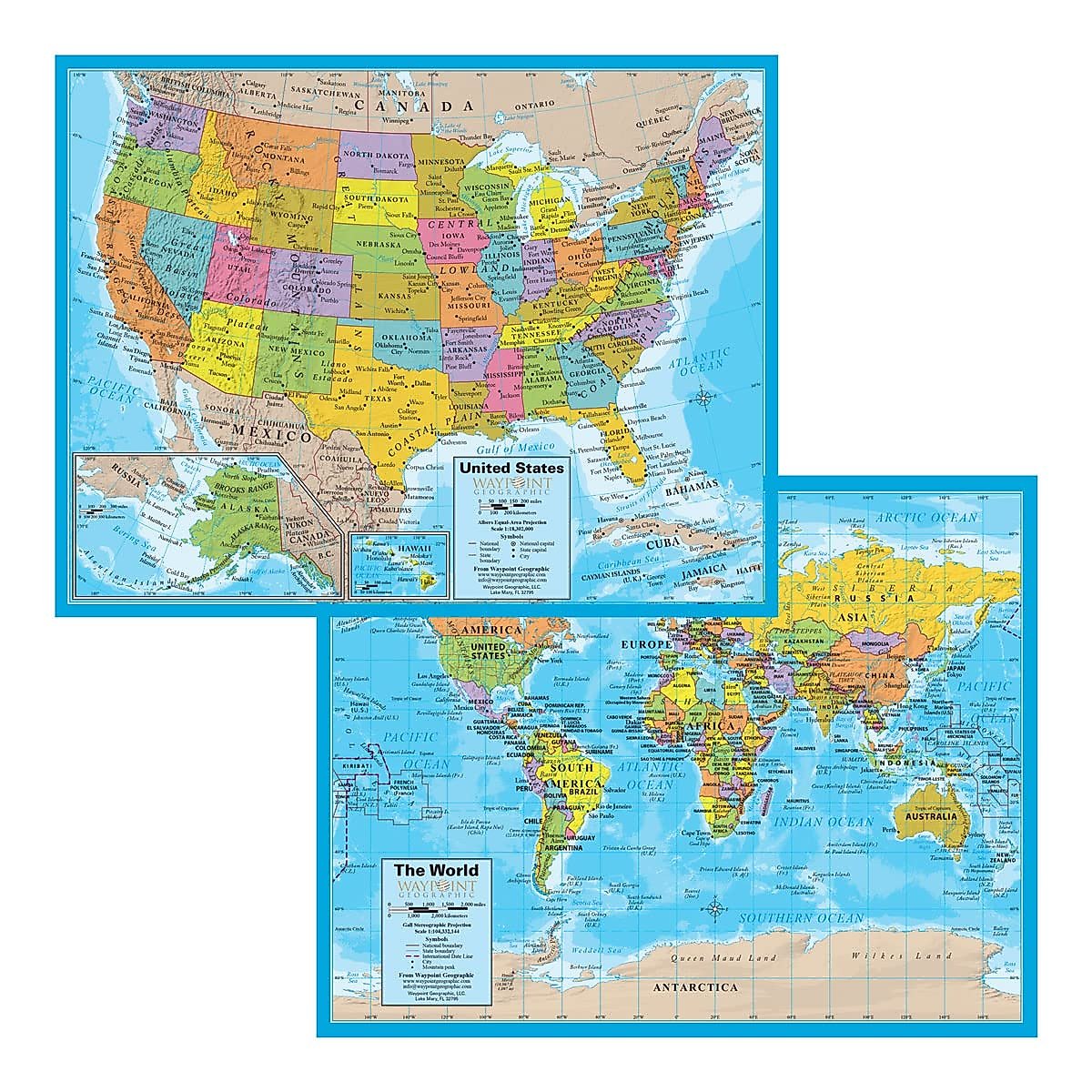 Waypoint Geographic 2-in-1 United States and World Notebook Map, Interactive Notebook Maps for Learning Geography and Social Studies, Engaging Learning Resources for Kids, 8.5” x 11”