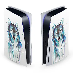 Head Case Designs Officially Licensed Pixie Cold Ice Wolf Art Mix Vinyl Faceplate Sticker Gaming Skin Case Cover Compatible with Sony Playstation 5 PS5 Disc Edition Console
