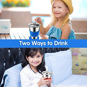 Uarzt Kids Cups with Straws and Lids, Toddler Sippy Cup Spill Proof, Unbreakable Stainless Steel Drinking Tumbler with Sleeves for Kid and Adult, Water Mug with Bonus Coasters & Brushes (12oz, 5 Pack)