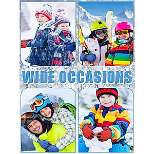 Eurzom 2 Pairs Kids Winter Gloves Waterproof Ski Gloves Windproof Warm Unisex Ski Gloves Warm Snow Gloves with Hook and Loop(Red, Blue, for 6-13 Years)