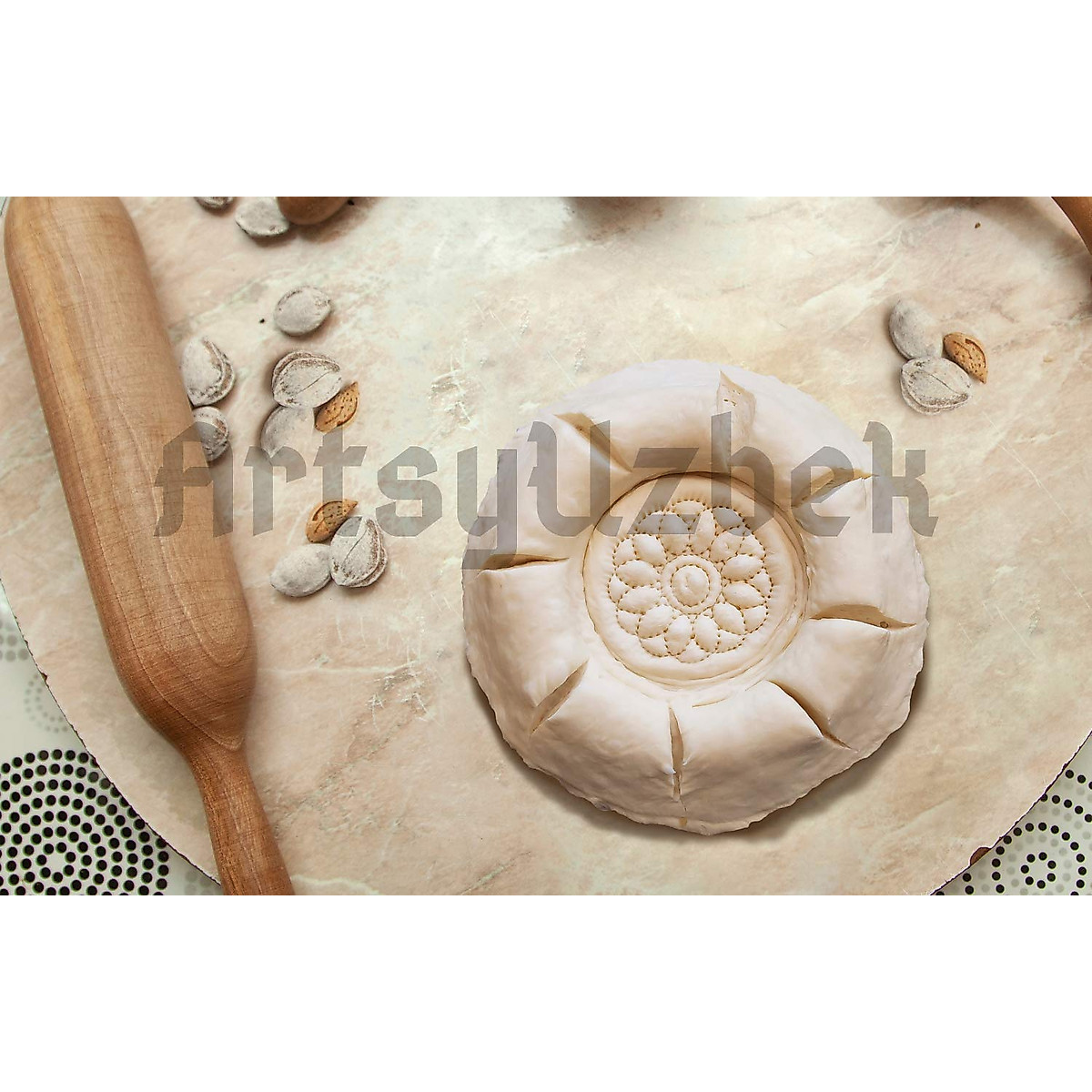 Uzbekistan handmade bread stamp set of two for Uzbek flat bread 1.57 inch / 2.75 inch diameter + lepeshka bread recipes