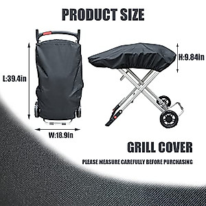 TOHONFOO Grill Cover for Weber 9010001 Traveler Portable Gas Grill - Heavy Duty Waterproof 600D Oxford Fabric and Adjustable Hem Grill Cover