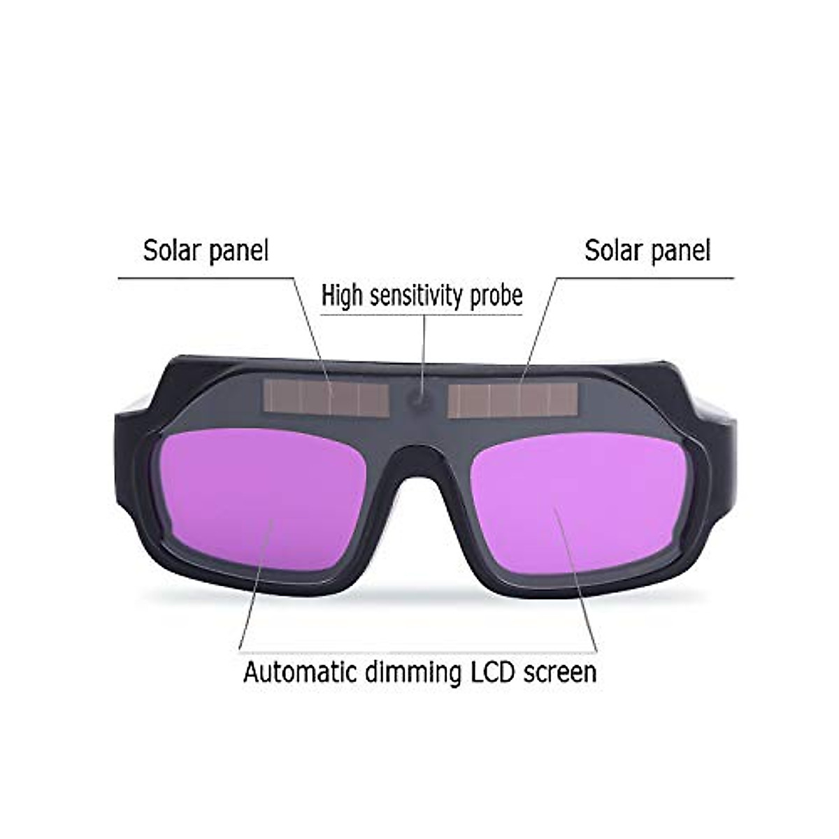 Solar automatic darkening welding goggles, welding glasses, 5 PC protective lenses, With a storage box suitable for glasses