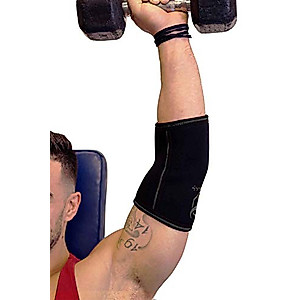 Elbow Sleeves 5mm (1 Pair) - High Performance Elbow Sleeve Support for Weightlifting, Weight Training & Powerlifting - Best Compression Straps - for Men and Women (Medium, Black/Black)