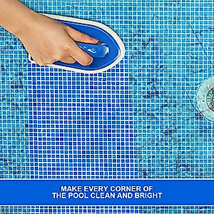 Topmart Swimming Pool Brush Set,18" Pool Brush Head with 4-Section Aluminum Pole and Hand Sponge Brush,Pool Scrub Brush with EZ Clips,Pool Brushes for Cleaning Pool Wall,Tile and Floor