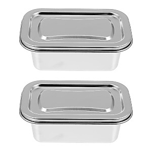 2pcs Reusable Ice Cream Storage Containers with Lids Stainless Steel Food Keeper Freezer Box Insulated Ice Cream Tub for Refrigerator Home Made Ice Cream