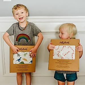 LollyBanks Muslin Quilt Blanket, 100% Cotton Muslin Baby Blanket for Boys, Large 47 x 47 Inches, 6 Layers Soft and Breathable Quilt Blanket, Versatile Crib Blanket, Baby Essentials (Dino Print)