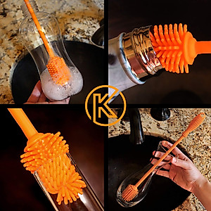 Kitchiny Silicone Bottle Brush | One Brush | 12.5” Bottle Cleaner Brush for Hydroflasks, Insulated Sports Bottle, Vase and Glassware | Water Bottle Brush Cleaner for Narrow Neck containers