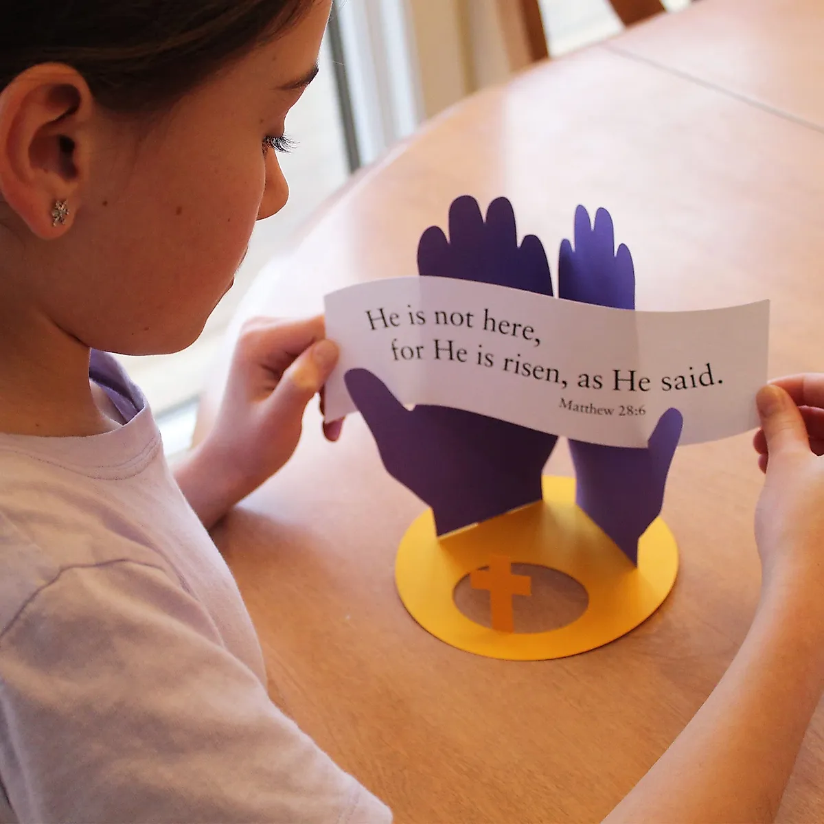 FreshCut Crafts Easter Devotional Matthew 28:6 "He is Risen Punch-Out Paper Bible Craft Kit 12 Pack: Creative Easter Verse & Color Creation Ideas for Children's School Projects, Home & Church Events