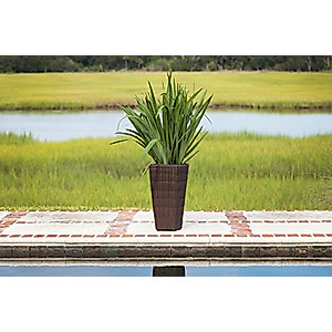Patio Sense 62501 Alto Wicker All-Weather Planter Set with Liners Tall Plant Decor Box for Outdoors Patio Herb Garden Furnishings - Mocha - Pack of 2