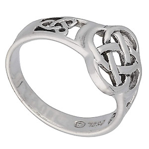 Celtic Triquetra Trinity and Flower Knot Eternity Sterling Silver Ring Size 10(Sizes 4,5,6,7,8,9,10,11)
