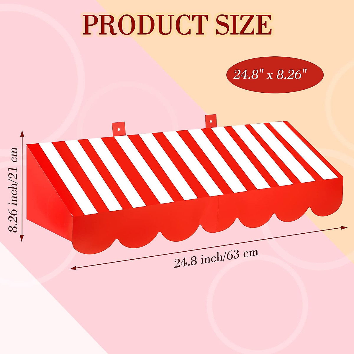 Tallew 4 Pcs 3D Circus Awning Wall Decoration Carnival Awning for Carnival Theme Party Classroom Decorations (Red and White)