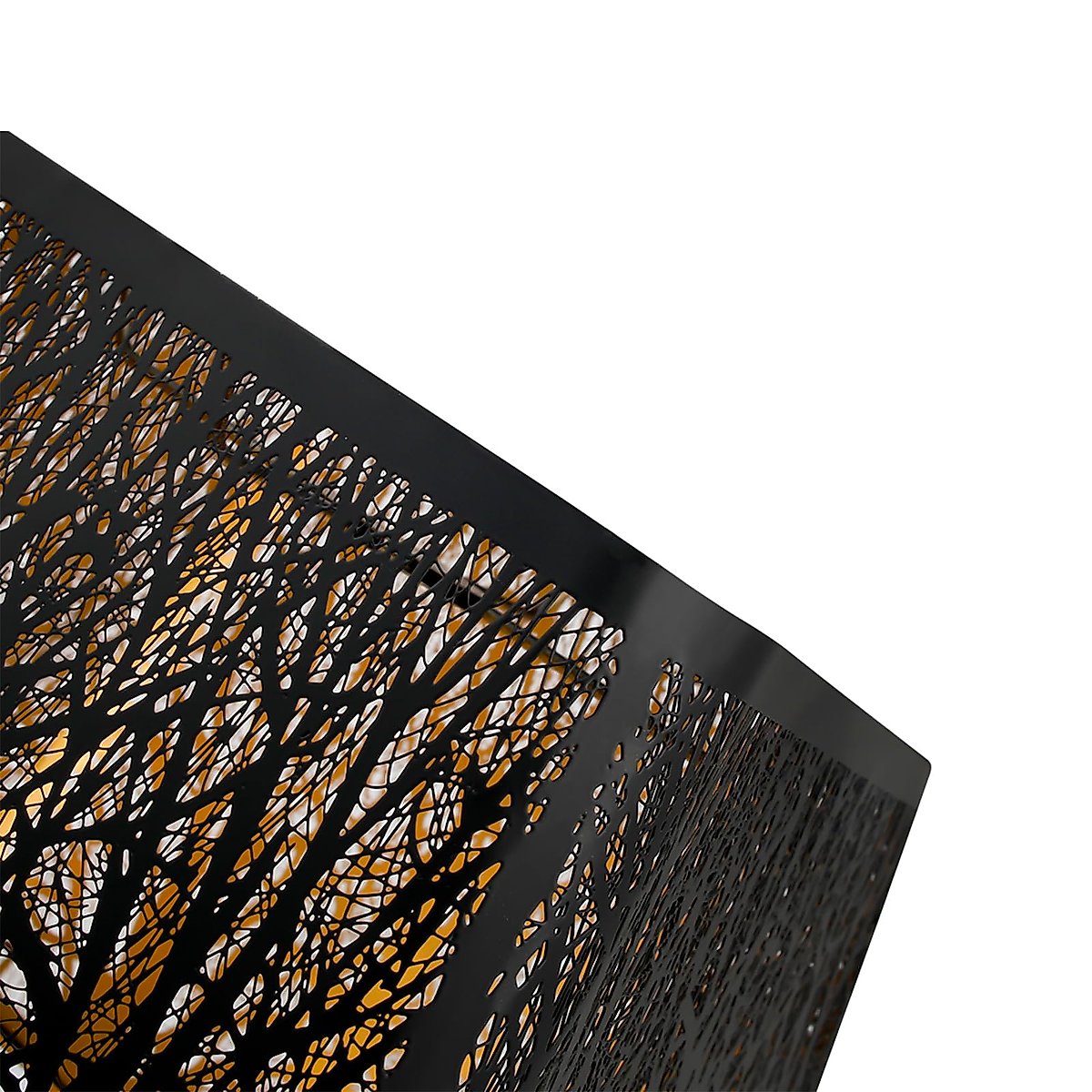 Medium Square Lamp Shades, ALUCSET Metal Lampshade with Pattern of Trees for Table Lamp and Floor Light, 7 x 10 x 7.5 Inch, Pattern of Trees (Black/Gold)