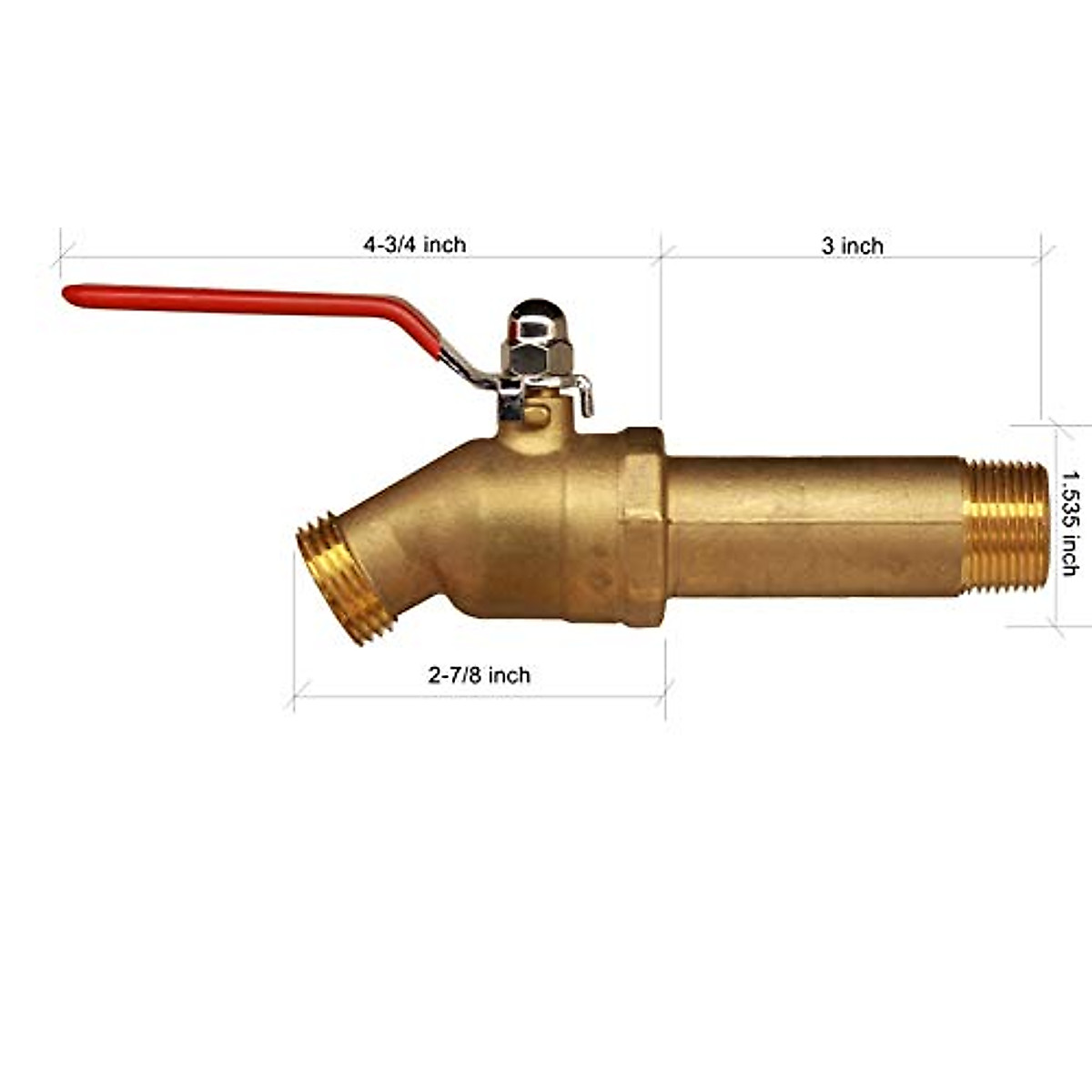 House Mods HMP011 LF Compliant Brass 3/4" MIP Water Heater Drain/Flush Valve(Full Port, Ball Valve, 3 inch Shank, W/ Garden Hose Cap)
