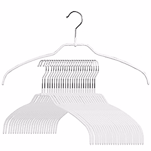 Mawa Reston Lloyd Silhouette Ultra-Thin Series, Non-Slip Space Saving Shirt Hanger, Style 42/FT, Pack of 24, White, 24 Piece
