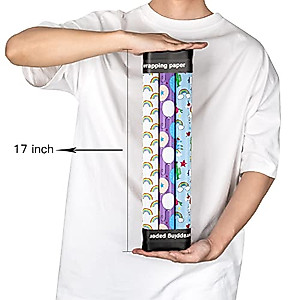 MAYPLUSS Birthday Wrapping Paper Roll - Mini Roll - 17 inch X 120 inch Per roll - Unicorn Design (42.3 sq.ft.ttl)