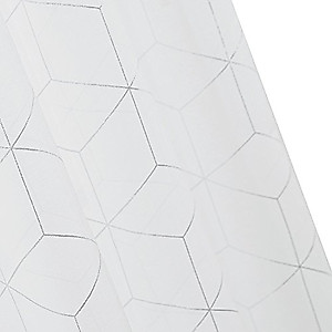 Deconovo Volie White Sheer Curtains Linen Look Diamond Window Panels Set of 2 for Bedroom, 52 x 63 Inch, Silver