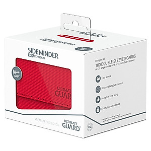 Ultimate Guard Sidewinder 100+, Deck Box for 100 Double-Sleeved TCG Cards, Red, Magnetic Closure & Microfiber Inner Lining for Secure Storage
