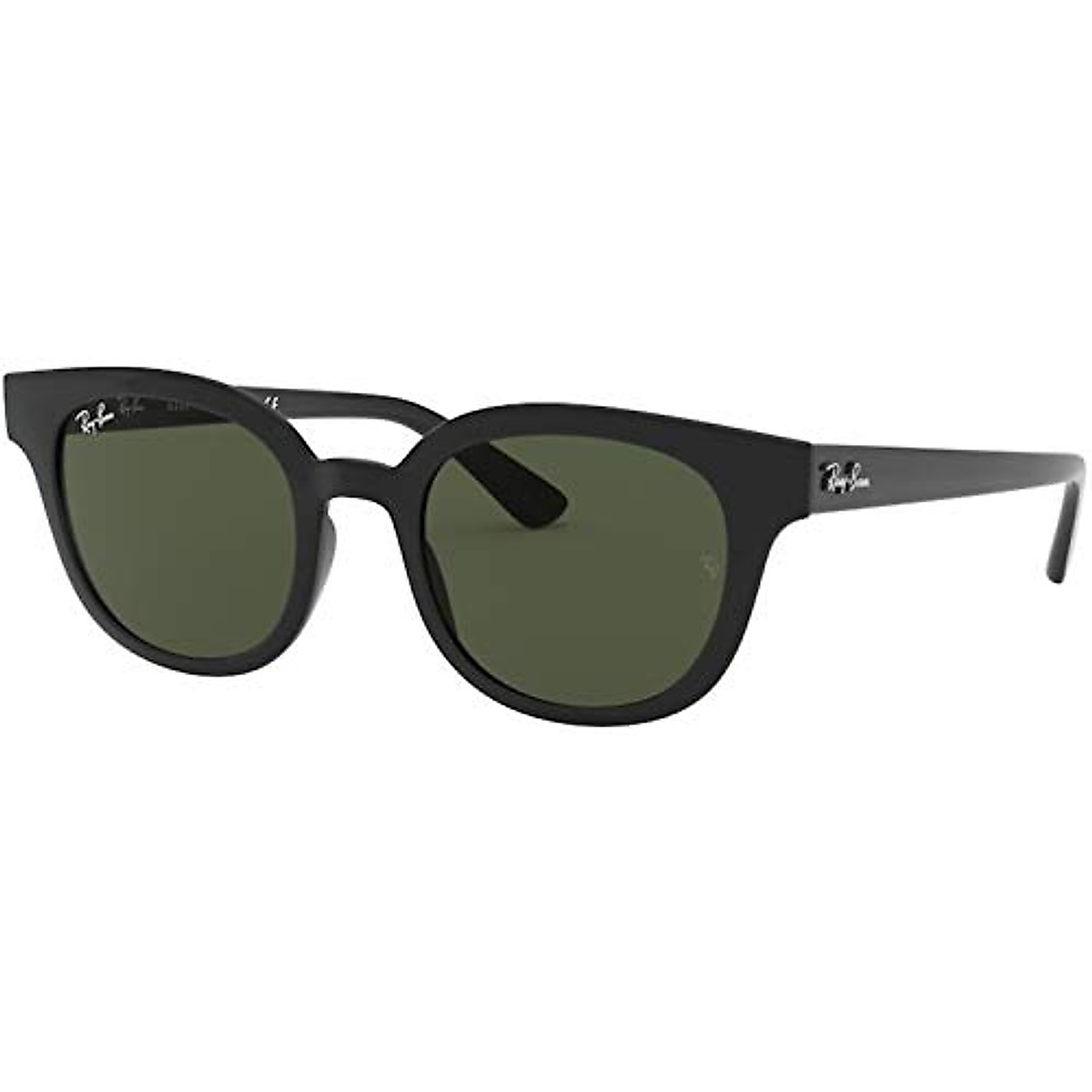 Ray-Ban Rb4324f Low Bridge Fit Square Sunglasses, Black/G-15 Green, 50 mm