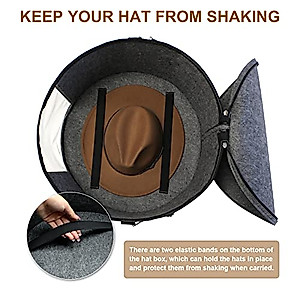 Large Hat Storage Box with Lids, Foldable Felt Round Hat Storage Box with Handle Travel Case Clothes Storage Bin for Women&Men, Cowboy Hat Organizer Stuffed Animal Toy Clothes, Grey 17.7" x 11.8"