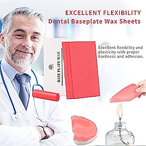 faruijie Dental Base Plate Wax Sheets - Pink Denture Baseplate Casting Modeling Molding Wax Non Shrink Jewelry Wax Carving Red Utility Bite Wax Dentist Lab Supply 20PCS