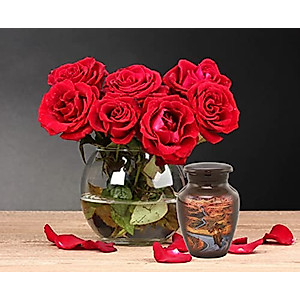 Motorcycle Keepsake Urn - Motorcycle Mini Cremation Urn for Ashes - Highway to Heaven Token Urn - Motorcycle Lovers Sharing Urn - Bikers Memorial Mini Ash Urn with Velvet Pouch & Case (Keepsake)