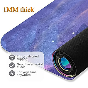 GOODOLD Rainbow Unicorn Yoga Mat, 71 x 26 Inch Non-slip Yoga Mats Folding Travel Exercise Mat Indoor Outdoor Gym Pilates with Storage Bag for Women Men