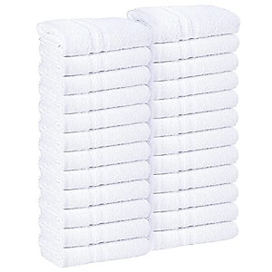 STF Linen Hand Towels – (Pack of 24) White Salon Towels - 100% Cotton Spa Towels – 16x27 inches Highly Absorbable Facial Towels Gym Towels Hair Towels and Face Towels Bulk Small Towels