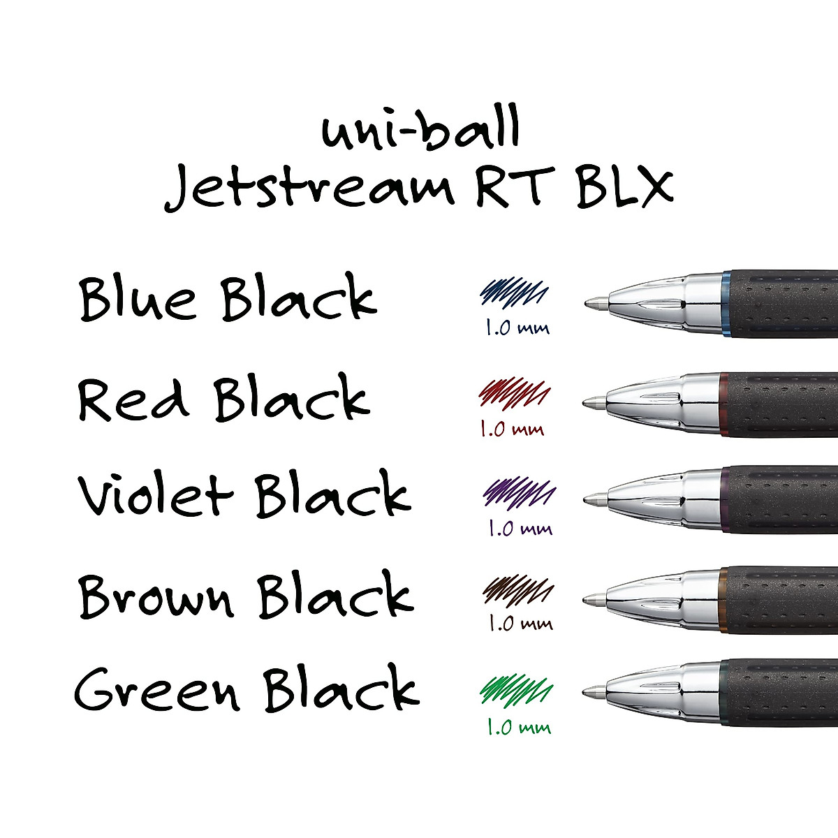 Uniball Jetstream RT BLX 12 Pack, 1.0mm Medium Blue/Black, Wirecutter Best Pen, Ballpoint Pens, Ballpoint Ink Pens | Office Supplies, Ballpoint Pen, Colored Pens, Fine Point, Smooth Writing Pens