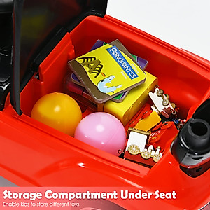 Costzon Push Cars for Toddlers, 3 in 1 Bentley Stroller Sliding Walking Car w/Canopy, Handle, Safety Bar, Cup Holder, Music, Underneath Storage, Foot-to-Floor Ride On Toy for Boys & Girls, Red