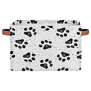 Cat Paws Collection Fabric Storage Basket for Organizing Collapsible Rectangle Basket Decorative Storage Bins with Handles for Shelves Closets Toys Laundry Nursery Home Office